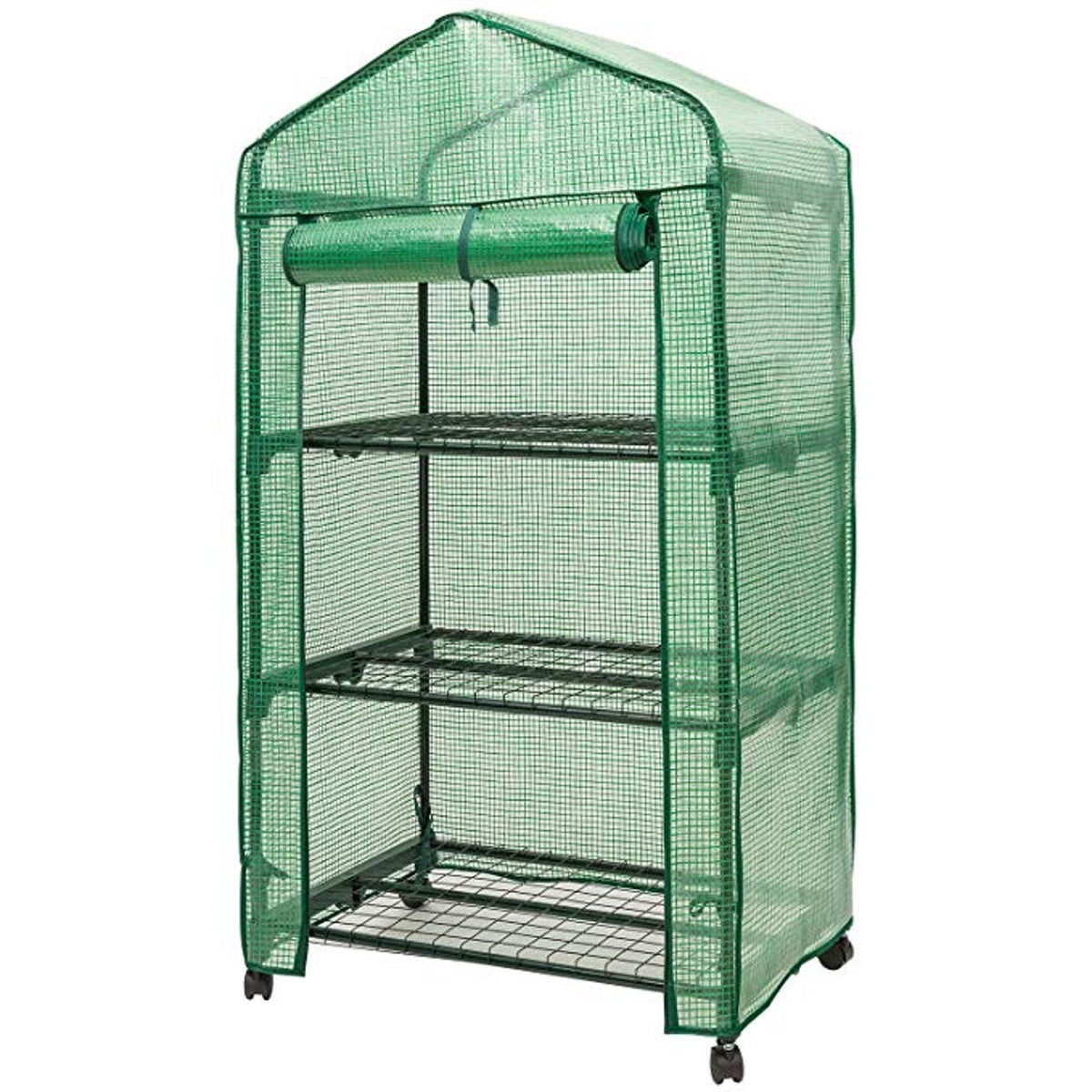 Riverstone 3 Tier Portable Rolling Greenhouse with Opaque Cover — Green ...