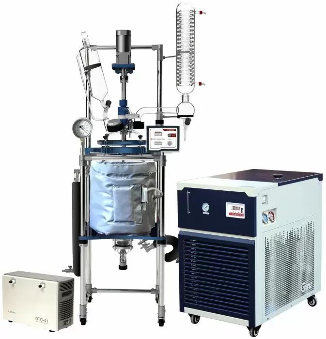 Across International 20L Single Or Dual Jacketed Glass Reactor W/ Chil ...