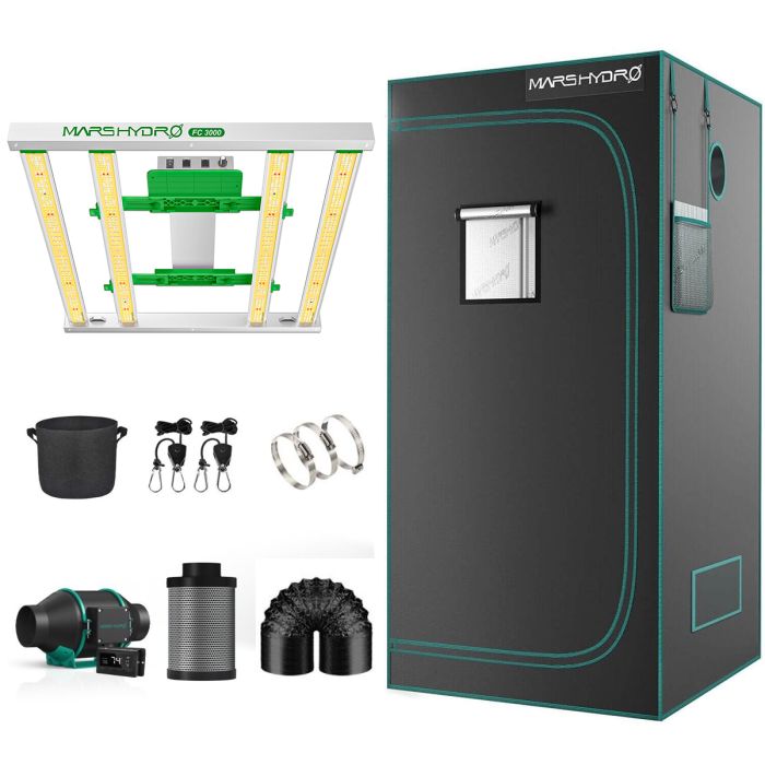 Mars Hydro 3x3 Grow Tent Kit w/ FC 3000 LED Grow Light — Green Thumb Depot