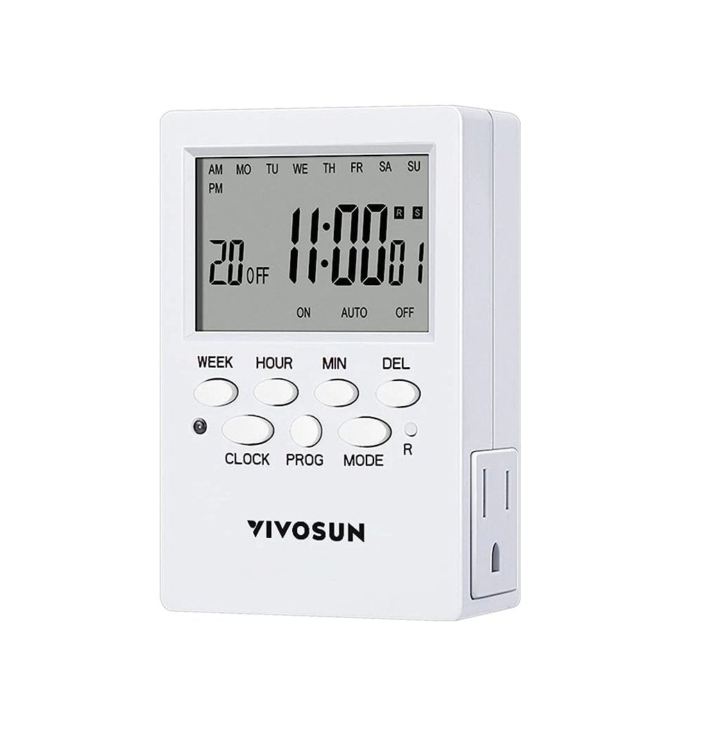 Vivosun 7 Day Programmable Digital Timer With Dual Outlet 1 Pack
