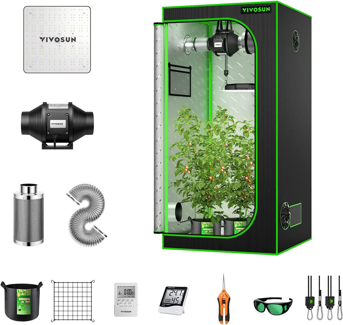 VIVOSUN GIY 2.7 x 2.7 ft. Complete Grow Kit with VS1000 LED Grow Light ...